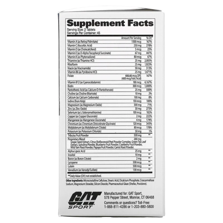GAT Essentials Mens Multi + Test 60 Tabletas (MULTIVITAMINICO CON ...
