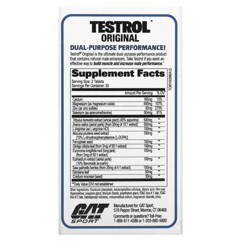GAT Testrol Original 60 Tabletas. – Súper Suplementos Deportivos