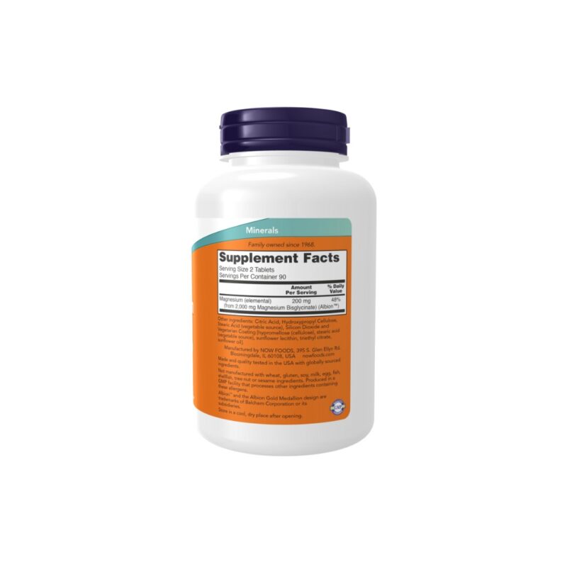 NOW Glicinato De Magnesio 200 mg 180 Tabs – Súper Suplementos Deportivos